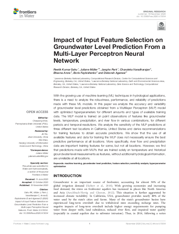 (PDF) Impact of Input Feature Selection on Groundwater Level Prediction ...