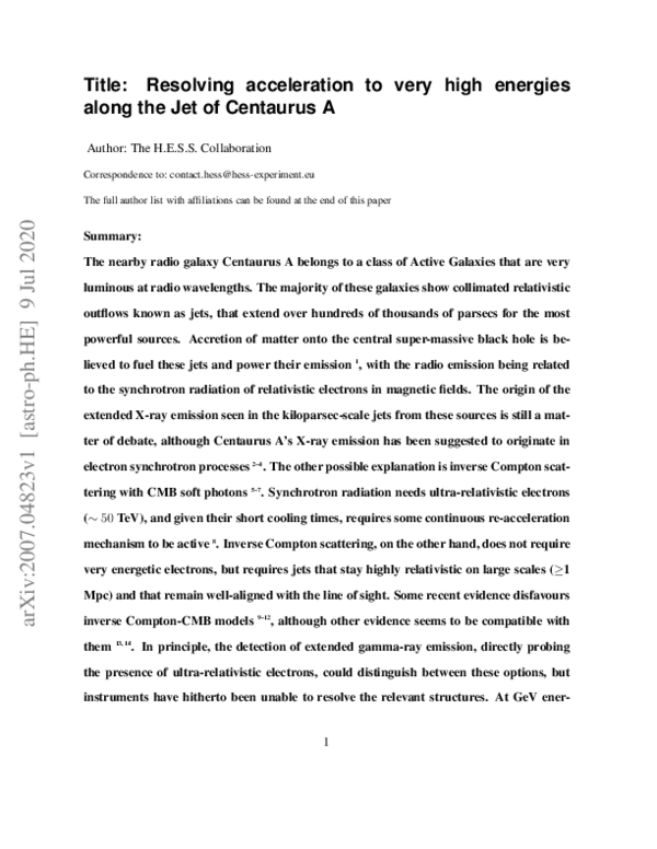 (PDF) Resolving acceleration to very high energies along the jet of ...