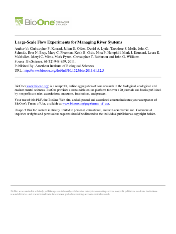 (PDF) Large-scale Flow Experiments for Managing River Systems