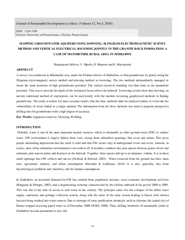 (PDF) Mapping Groundwater Aquifers Using Dowsing, Slingram ...