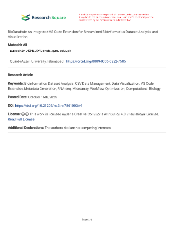 (PDF) BioDataHub: An Integrated VS Code Extension for Streamlined ...