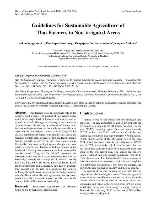 (PDF) Guidelines for Sustainable Agriculture of Thai Farmers in Non ...
