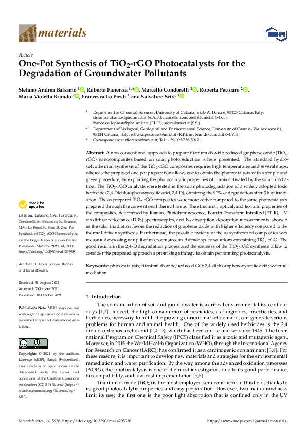 (PDF) One-Pot Synthesis of TiO2-rGO Photocatalysts for the Degradation ...