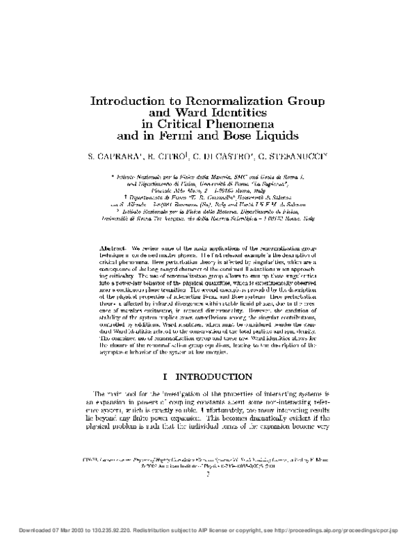 (PDF) Introduction to Renormalization Group and Ward Identities in ...