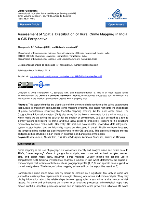 (PDF) Assessment of Spatial Distribution of Rural Crime Mapping in ...