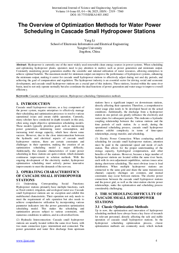 (PDF) The Overview of Optimization Methods for Water Power Scheduling ...