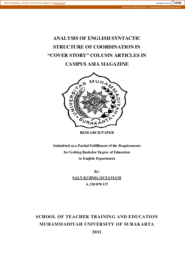 (PDF) Analysis of English Syntactic Structure of Coordination In"Cover ...