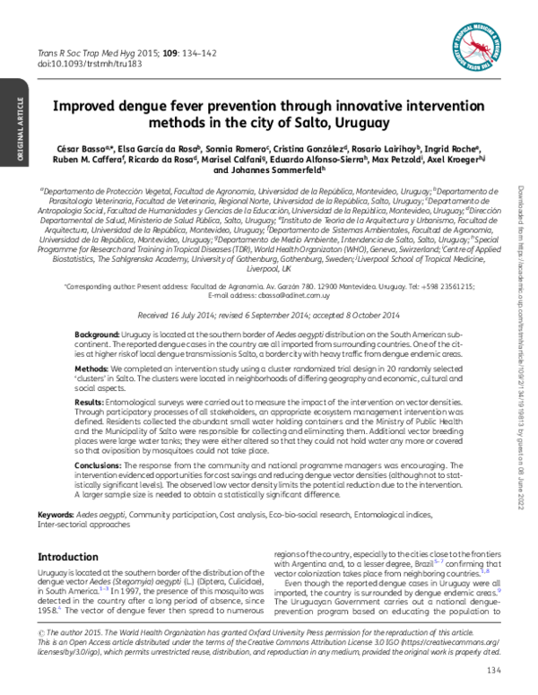 (PDF) Improved dengue fever prevention through innovative intervention ...