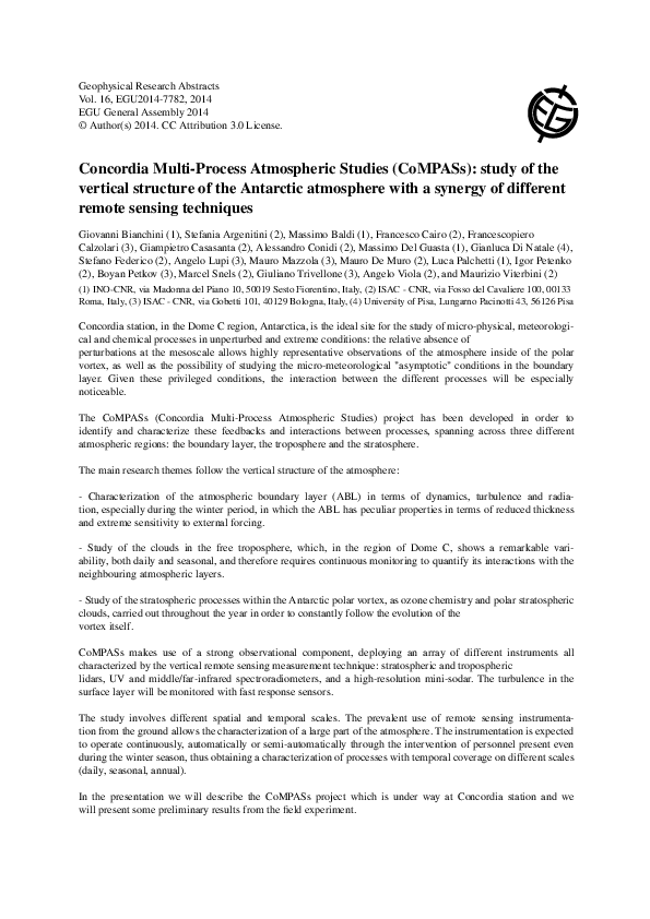 (PDF) Concordia Multi-Process Atmospheric Studies (CoMPASs): study of ...