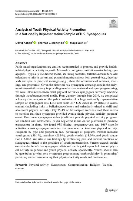 (PDF) Analysis of Youth Physical Activity Promotion in a Nationally ...