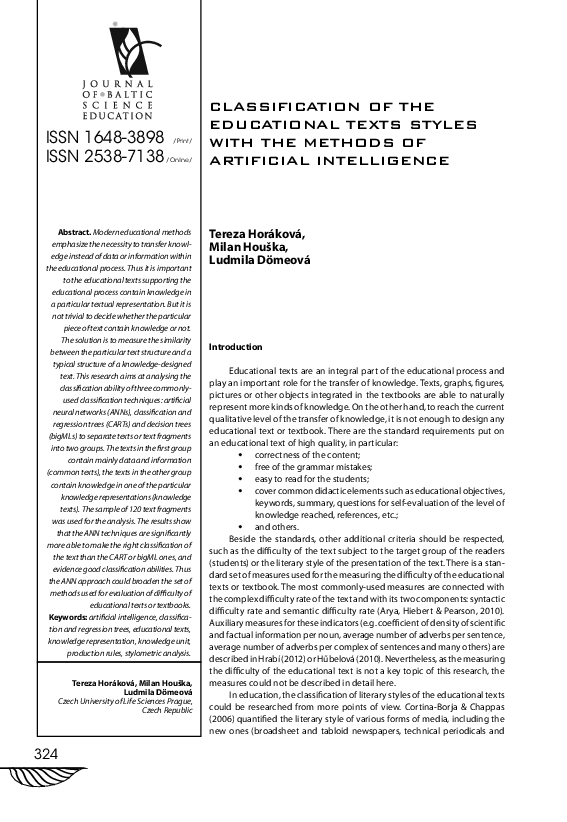 (PDF) Classification of the Educational Texts Styles with the Methods ...