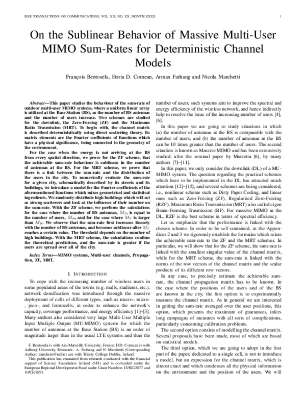 (PDF) On the Sublinear Behavior of Massive Multi User MIMO Sum Rate for ...