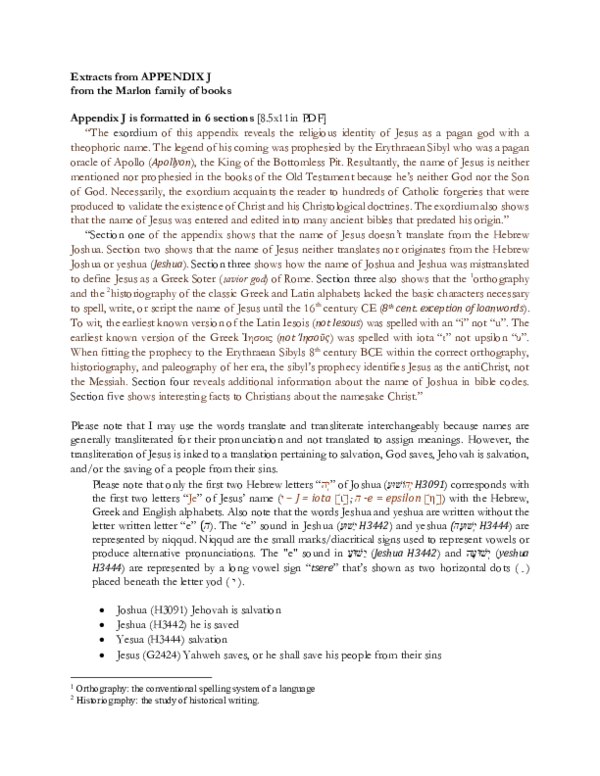 (PDF) Extracts from APPENDIX J from the Marlon family of books