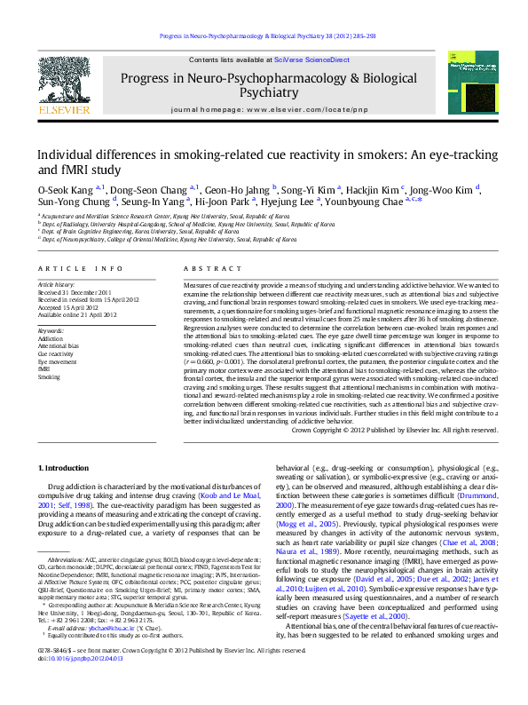 (PDF) Individual differences in smoking-related cue reactivity in ...