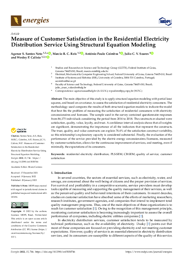 (PDF) Measure of Customer Satisfaction in the Residential Electricity ...