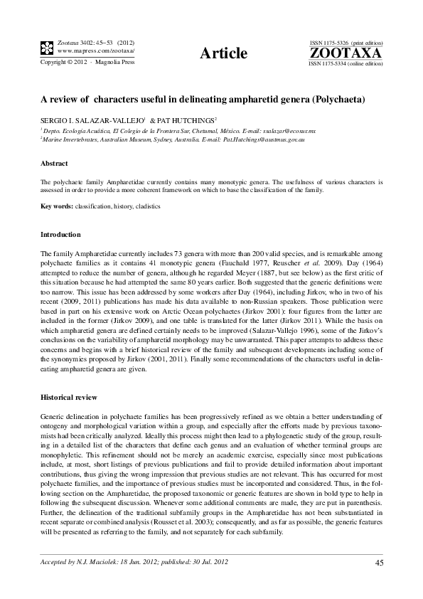 (PDF) A review of characters useful in delineating ampharetid genera ...
