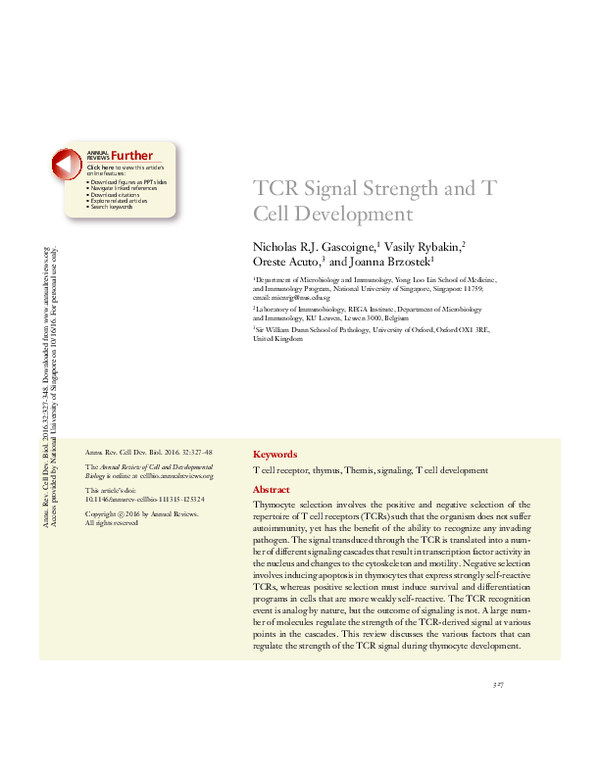 (PDF) TCR Signal Strength and T Cell Development