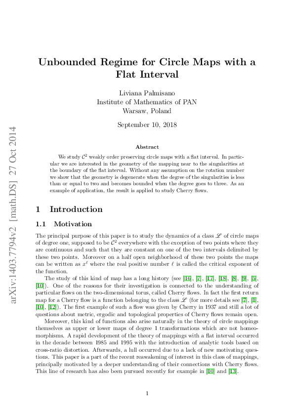 (PDF) Unbounded regime for circle maps with a flat interval