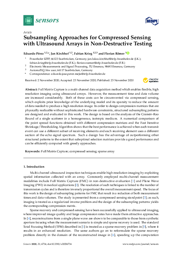 (PDF) Subsampling Approaches for Compressed Sensing with Ultrasound ...