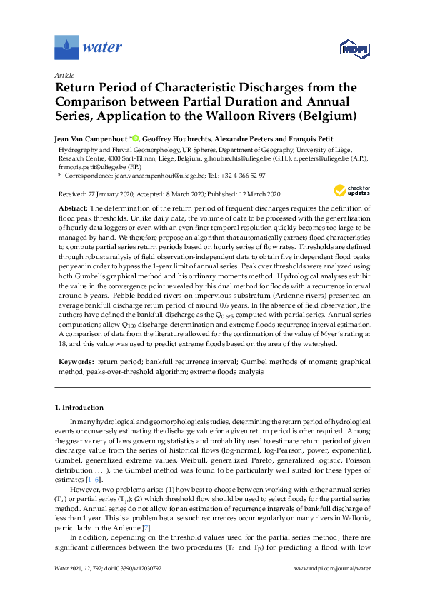 (PDF) Return Period of Characteristic Discharges from the Comparison ...
