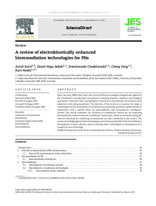 (PDF) A review of electrokinetically enhanced bioremediation ...