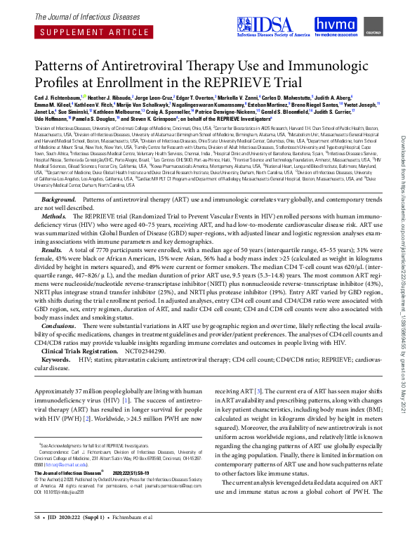 (PDF) Patterns of Antiretroviral Therapy Use and Immunologic Profiles ...