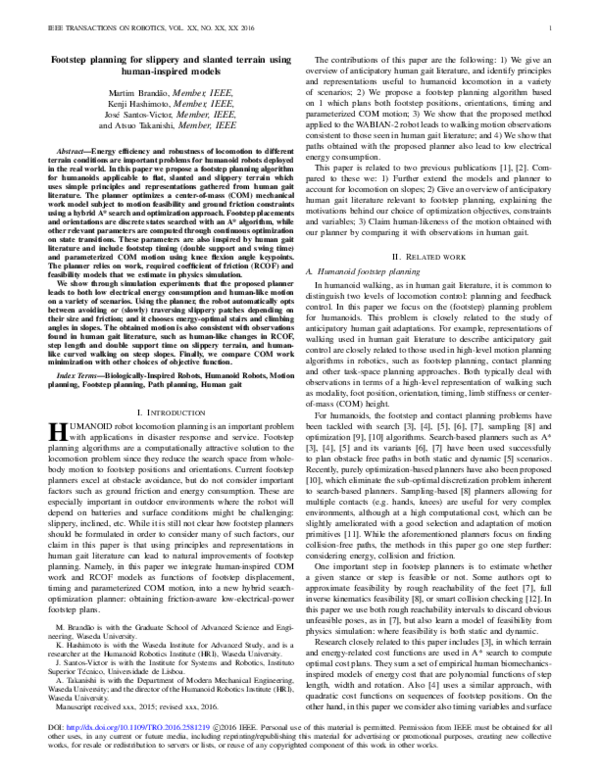 (PDF) Footstep Planning for Slippery and Slanted Terrain Using Human ...