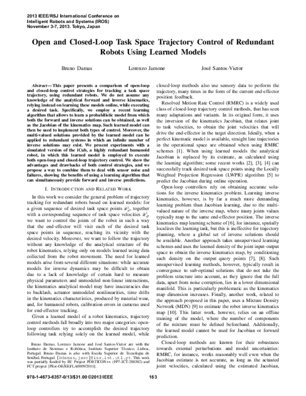 (PDF) Open and closed-loop task space trajectory control of redundant ...