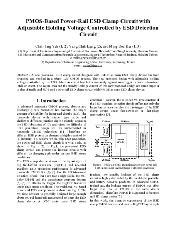 (PDF) PMOS-based power-rail ESD clamp circuit with adjustable holding ...