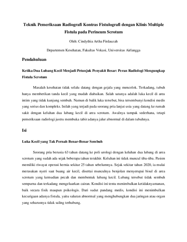 (PDF) Teknik Pemeriksaan Radiografi Kontras Fistulografi dengan Klinis ...