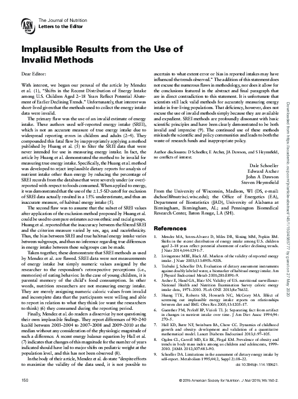 (PDF) Implausible Results from the Use of Invalid Methods