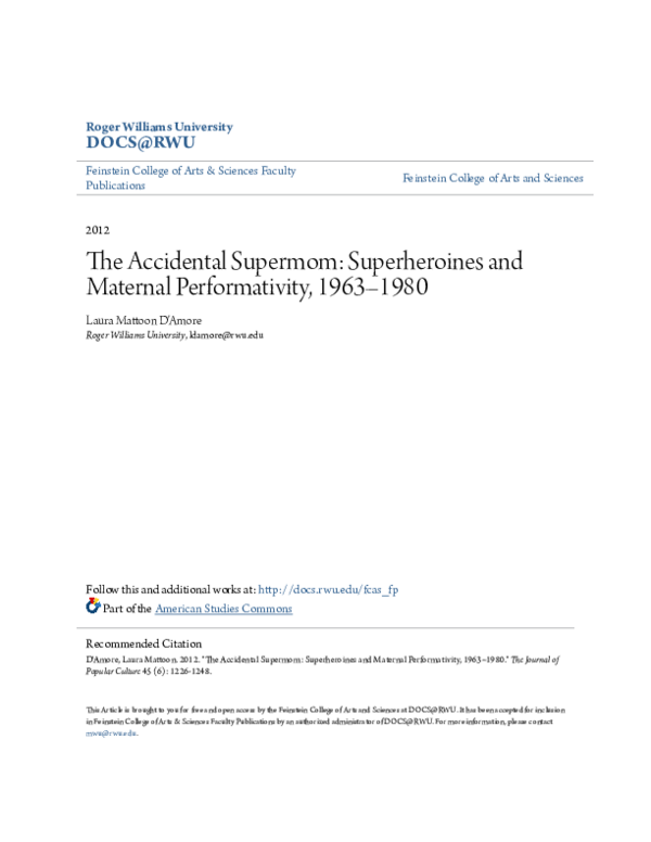 (PDF) The Accidental Supermom: Superheroines and Maternal ...