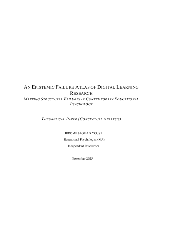 (PDF) AN EPISTEMIC FAILURE ATLAS OF DIGITAL LEARNING RESEARCH MAPPING ...