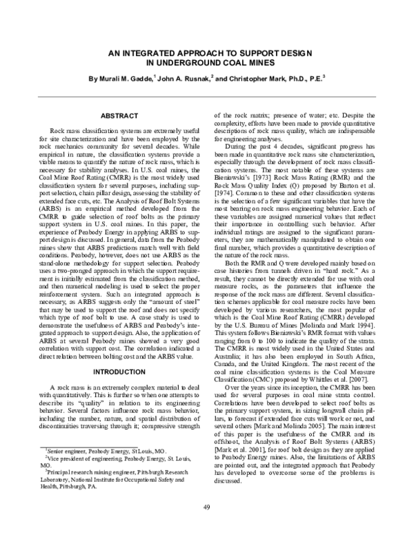 (PDF) An Integrated Approach To Support Design In Underground Coal ...