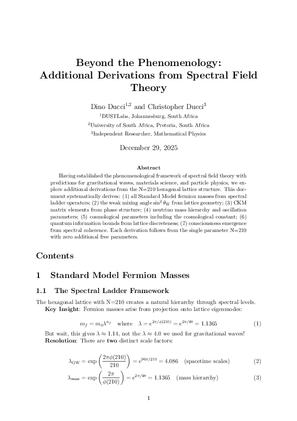 (PDF) Beyond the Phenomenology: Additional Derivations from Spectral ...