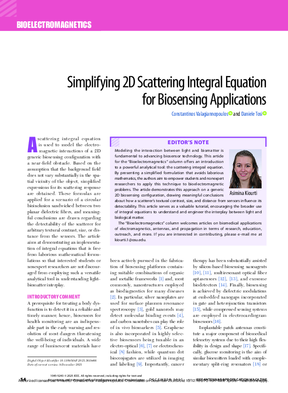 (PDF) Simplifying 2D Scattering Integral Equation for Biosensing ...