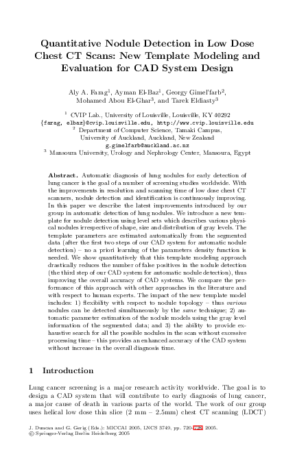 (PDF) Quantitative Nodule Detection in Low Dose Chest CT Scans: New ...