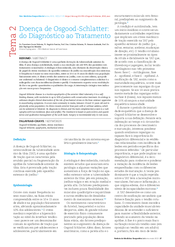 (PDF) Doença de Osgood-Schlatter: do diagnóstico ao tratamento