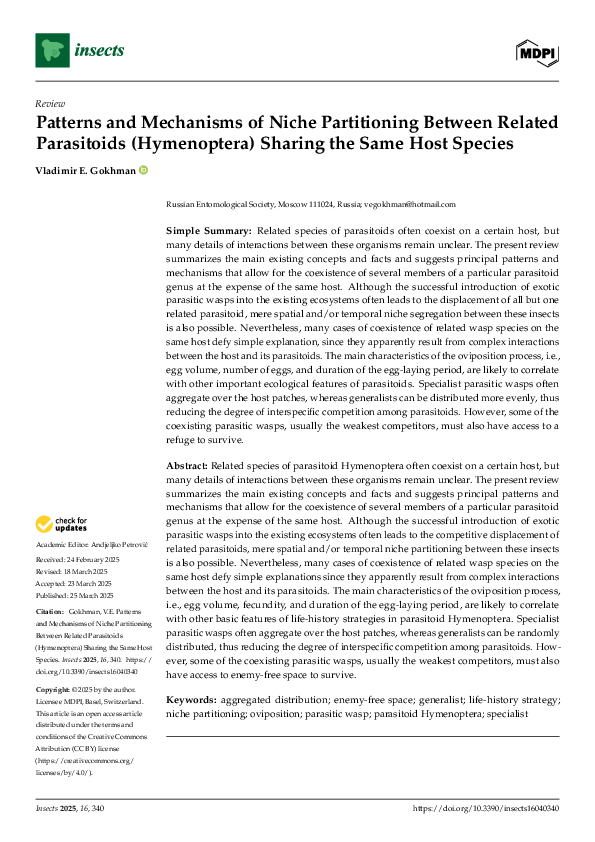 (PDF) Patterns and Mechanisms of Niche Partitioning Between Related ...