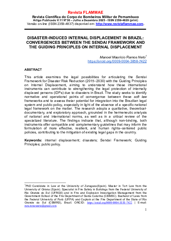 (PDF) DISASTER-INDUCED INTERNAL DISPLACEMENT IN BRAZIL: CONVERGENCES ...