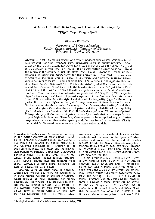 (PDF) A model of mate searching and territorial behaviour for “flier ...