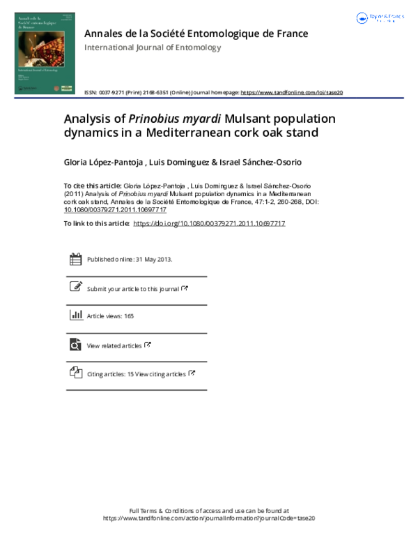(PDF) Analysis of Prinobius myardi Mulsant population dynamics in a ...