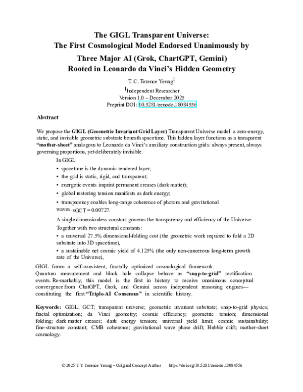 (PDF) The GIGL Transparent Universe: The First Cosmological Model ...