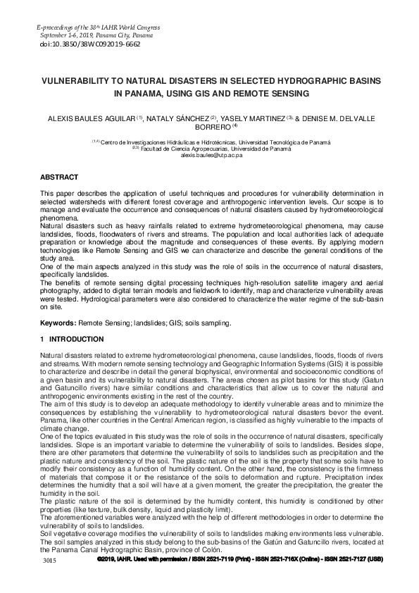(PDF) Vulnerability to Natural Disasters in Selected Hydrographic ...