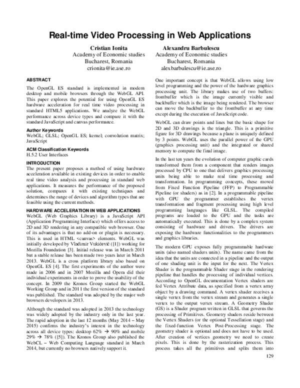 (PDF) Realtime Video Processing in Web Applications