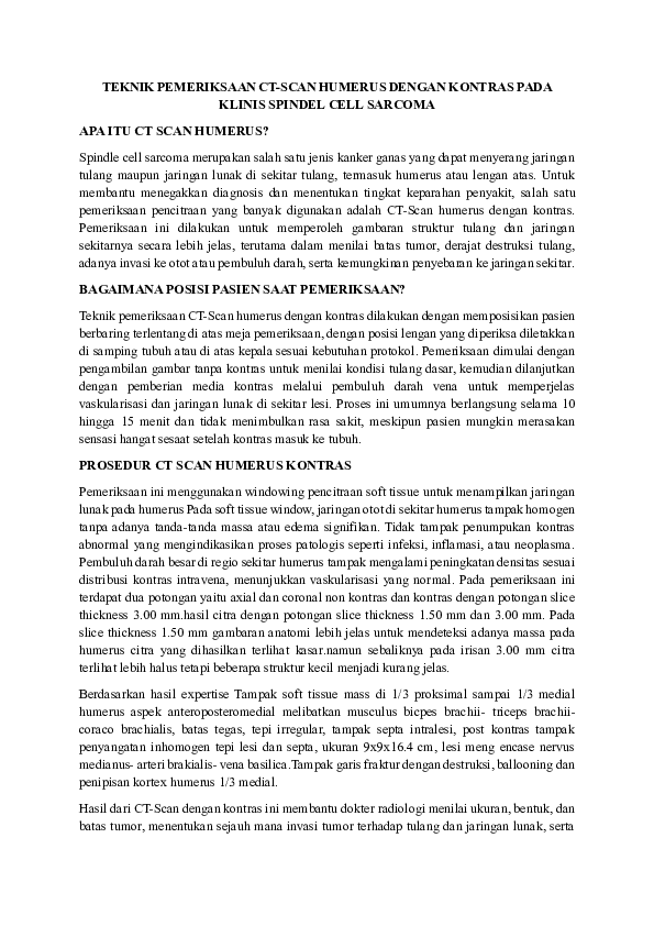 (PDF) TEKNIK PEMERIKSAAN CT-SCAN HUMERUS DENGAN KONTRAS PADA KLINIS ...
