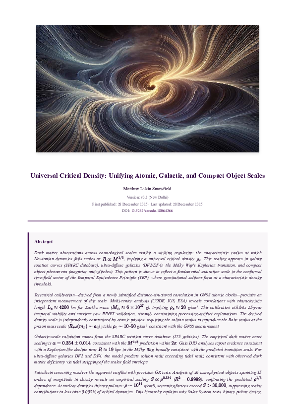 (PDF) Universal Critical Density: Unifying Atomic, Galactic, and ...