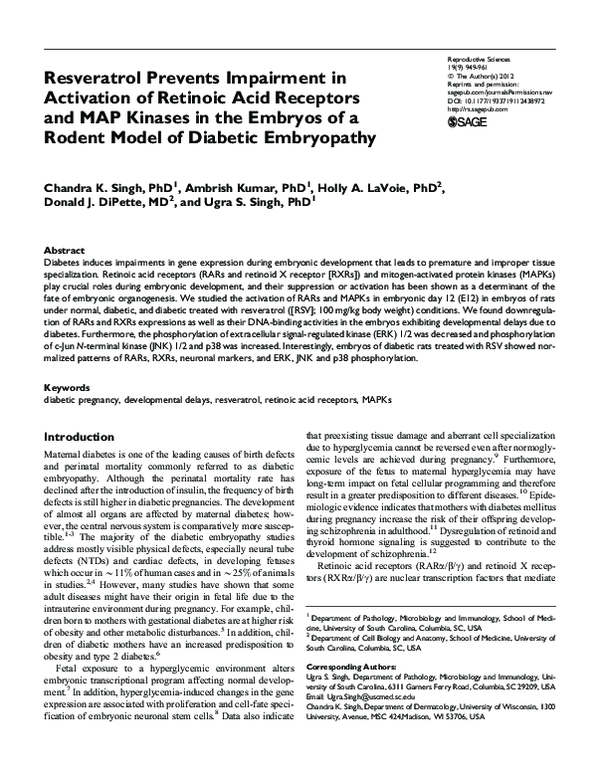 (PDF) Resveratrol Prevents Impairment in Activation of Retinoic Acid ...
