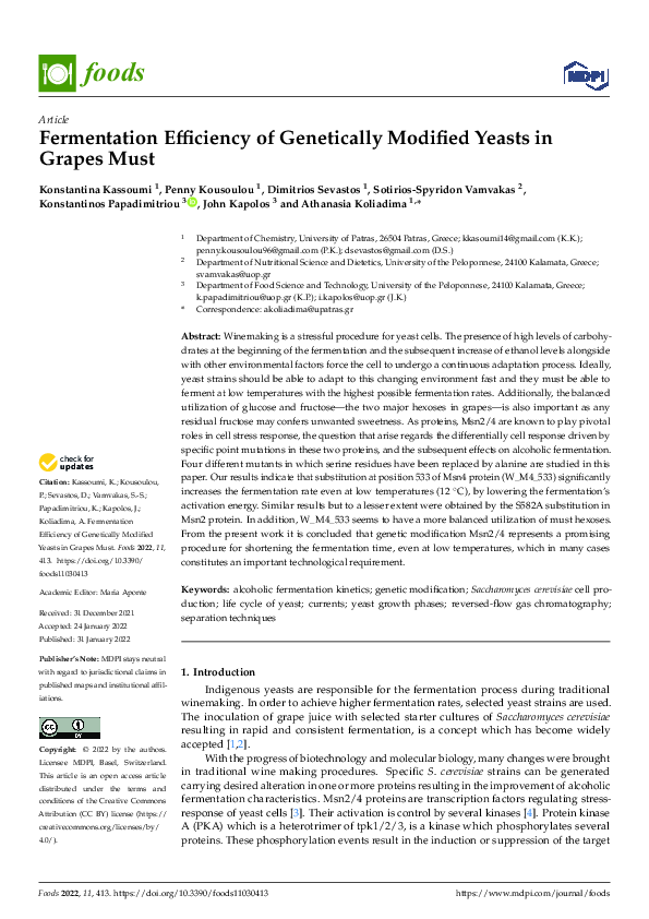 (PDF) Fermentation Efficiency of Genetically Modified Yeasts in Grapes Must