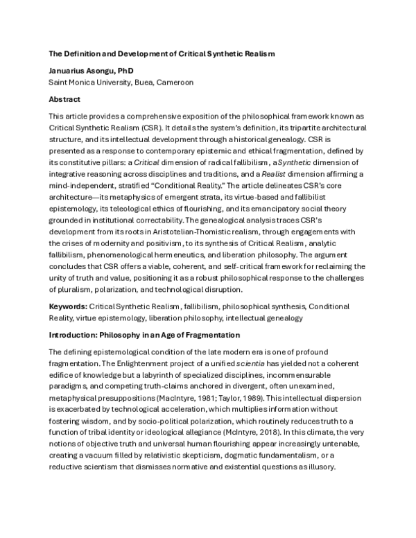 (PDF) The Definition and Development of Critical Synthetic Realism
